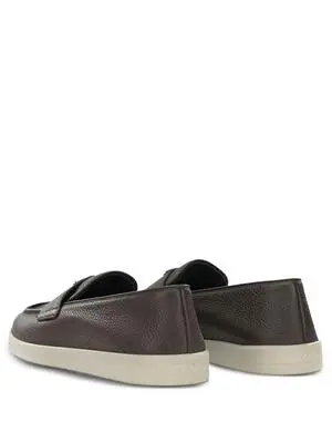 Prada Grained Leather Loafers - Brown