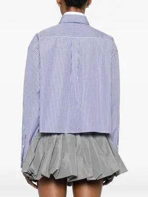 Miu Miu Micro Pinstripe Cropped Shirt - Blue