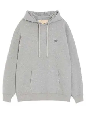 Valentino Garavani Cotton Hoodie With Vlogo Embroidery - Gray