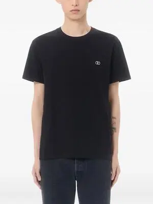 Valentino Garavani Cotton T-shirt With Vlogo Embroidery - Black