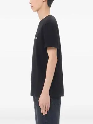 Valentino Garavani Cotton T-shirt With Vlogo Embroidery - Black