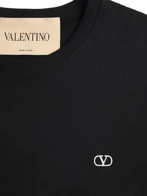 Valentino Garavani Cotton T-shirt With Vlogo Embroidery - Black