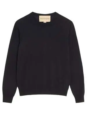 Valentino Garavani Wool Jumper With Vlogo Embroidery - Black