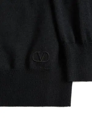 Valentino Garavani Wool Jumper With Vlogo Embroidery - Black