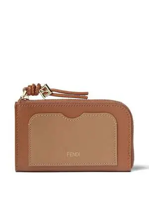 Fendi Card Case Pouch With Zip - Brown