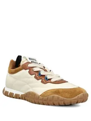 Miu Miu Tyre Technical Fabric, Suede And Leather Sneakers