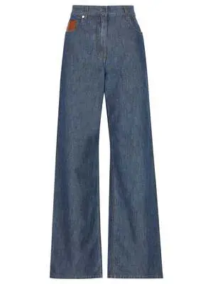 Fendi Ff Chambray Long Jeans - Blue