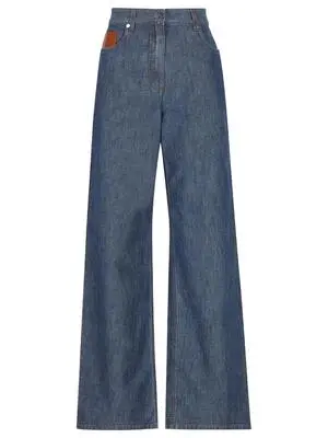 Fendi Wide Leg Chambray Jeans - Blue
