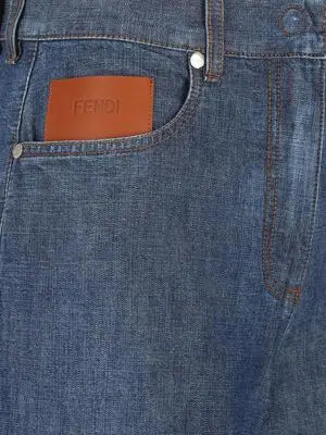 Fendi Wide Leg Chambray Jeans - Blue