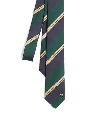 Valentino Garavani Jacquard Regimental Silk Tie - Green