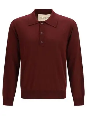Valentino Garavani Wool Polo With Vlogo Embroidery - Red