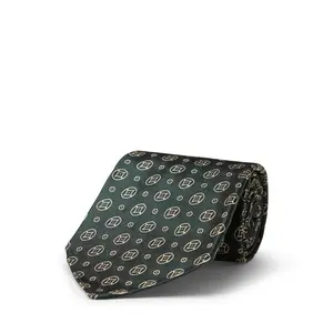 Ralph Lauren Handmade Silk Jacquard Foulard Pattern Neck Tie - Green Multi