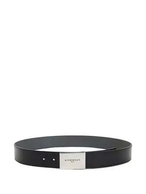 Givenchy Label Reversible Leather Belt - Black
