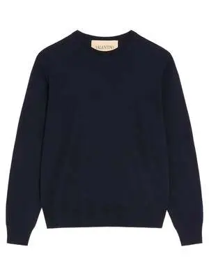 Valentino Garavani Wool Jumper With Vlogo Embroidery - Blue