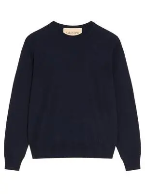 Valentino Garavani Wool Jumper With Vlogo Embroidery - Blue