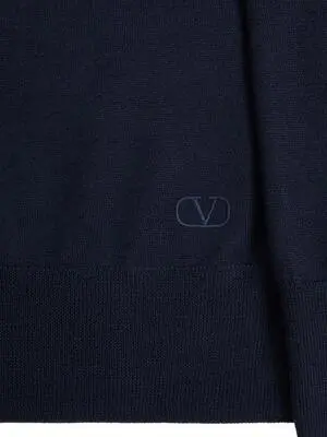Valentino Garavani Wool Jumper With Vlogo Embroidery - Blue