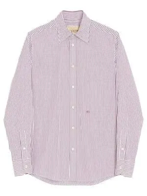 Valentino Garavani Cotton Poplin Striped Shirt With Vlogo Embroidery - Red