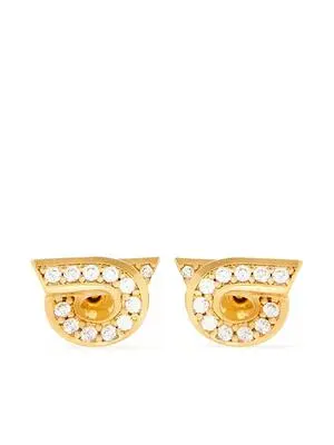 FERRAGAMO Gancini Earrings With Pave Crystal - Silver