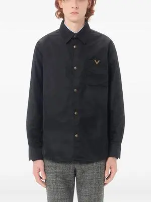 Valentino Garavani Nylon Shirt Jacket With Vgold - Black