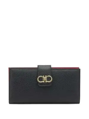 FERRAGAMO Gancini Grained Leather Continental Wallet - Black