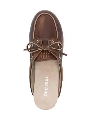 Miu Miu Faded Leather Deck Mules