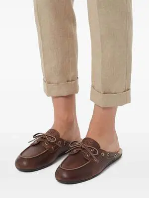 Miu Miu Faded Leather Deck Mules