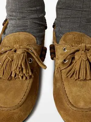 Miu Miu Deck Suede Loafers With Tassels