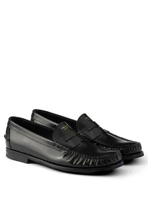 Prada Brushed Leather Loafers - Black