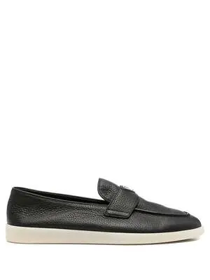 Prada Grained Leather Loafers - Black