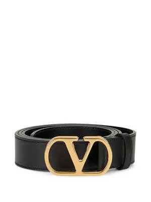 Valentino Garavani Vlogo Signature 30mm Leather Belt - Black