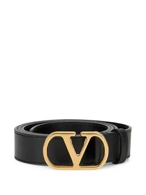 Valentino Garavani Vlogo Signature Leather Belt - Black