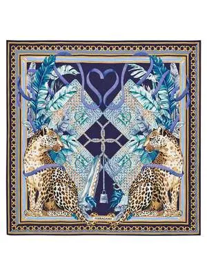 FERRAGAMO Felini Print Silk Scarf - Blue