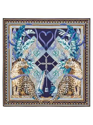 FERRAGAMO Felini Print Silk Scarf - Blue