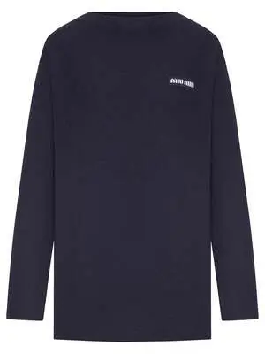 Miu Miu Logo-patch Ribbed-knit Sweater
