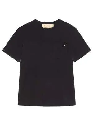Valentino Garavani Cotton T-shirt With Vgold - Black