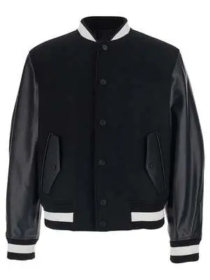 Givenchy Wool And Leather Varsity Jacket - Black