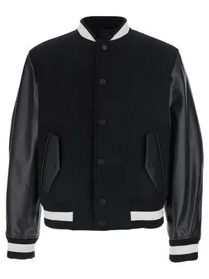 Givenchy Wool And Leather Varsity Jacket - Black
