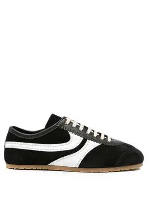 Dries Van Noten Suede Sneakers With Leather Inserts - Black