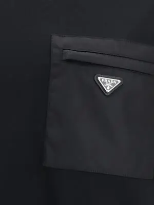 Prada Cotton Crewneck T-shirt With Pocket Detail - Black