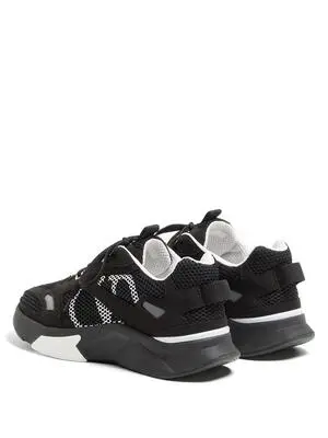 Valentino Garavani Demivee Low Top Sneakers In Mesh And Suede - Black