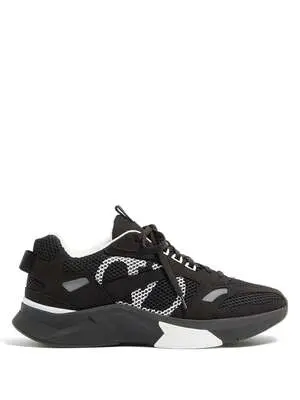 Valentino Garavani Demivee Low Top Sneakers In Mesh And Suede - Black