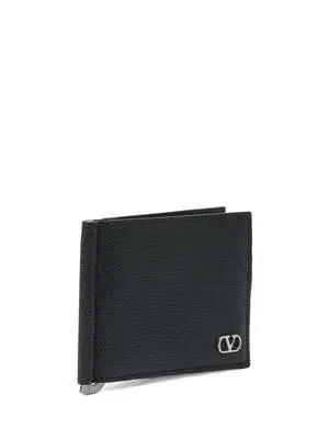 Valentino Garavani Vlogo Grained Leather Bi-fold Card Holder With Money Clip
