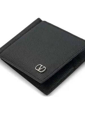 Valentino Garavani Vlogo Grained Leather Bi-fold Card Holder With Money Clip
