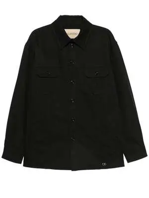 Valentino Garavani Cotton Gabardine Shirt Jacket With Vlogo - Black