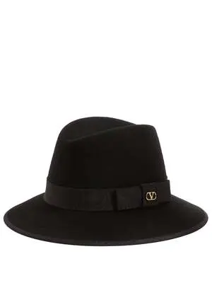 Valentino Garavani Vlogo Signature Fedora Hat - Black