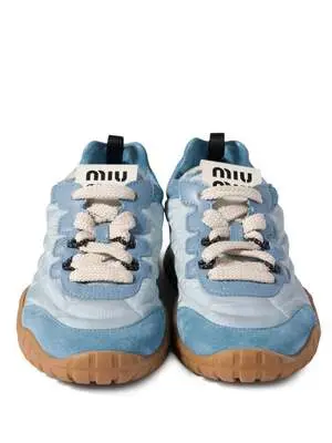 Miu Miu Tyre Technical Fabric, Suede And Leather Sneakers