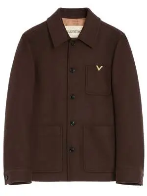 Valentino Garavani Wool Jacket With Vgold - Brown