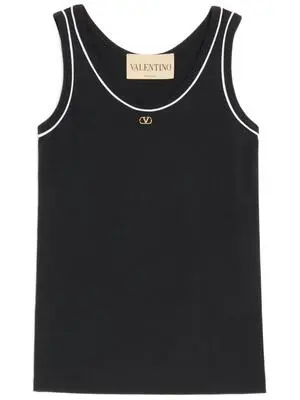 Valentino Garavani Cotton Jersey Top With Contrast Edging - Black