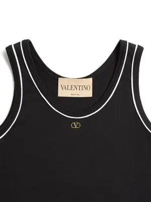 Valentino Garavani Cotton Jersey Top With Contrast Edging - Black