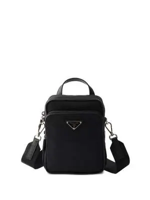 Prada Borsa A Tracolla In Re-nylon E Saffiano - Black